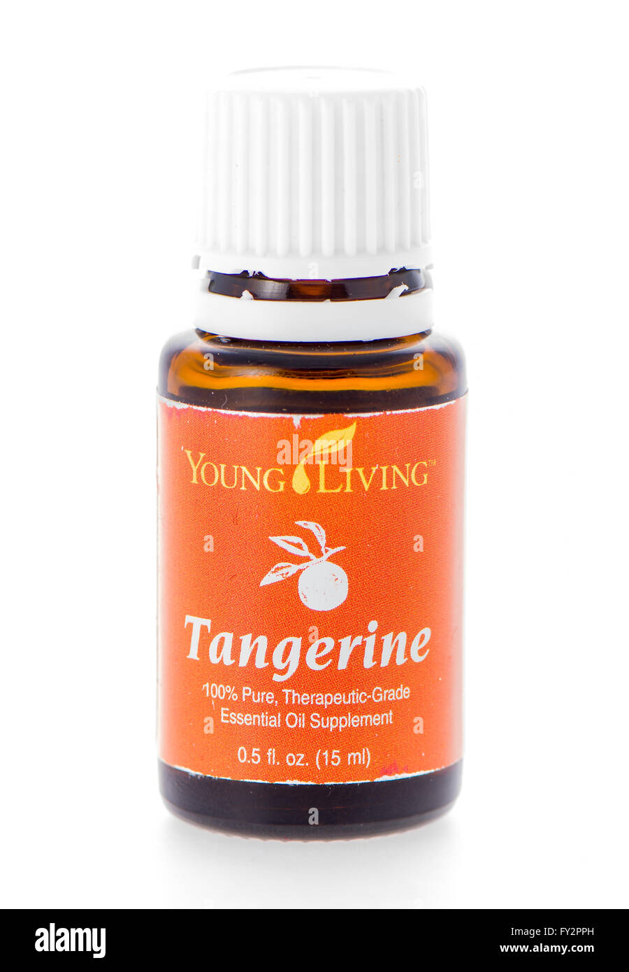 Winneconne, WI - 19 February 2015: Bottle of Young Living Tangerine ...