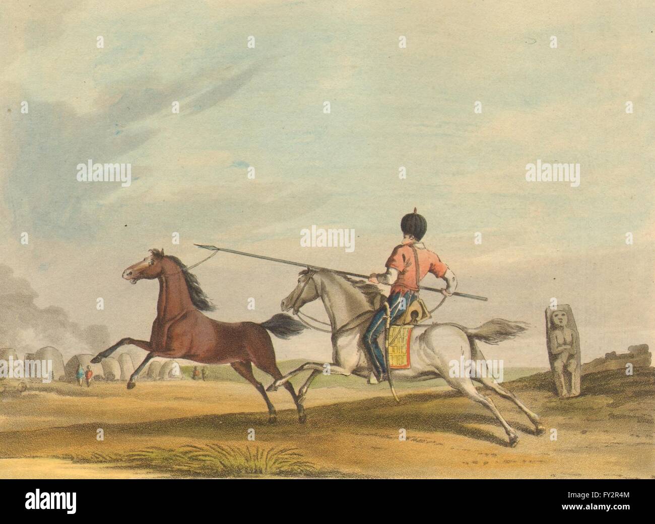 CENTRAL ASIA: A Tartar catching his Horse. Lance noose. (Edward Orme ...
