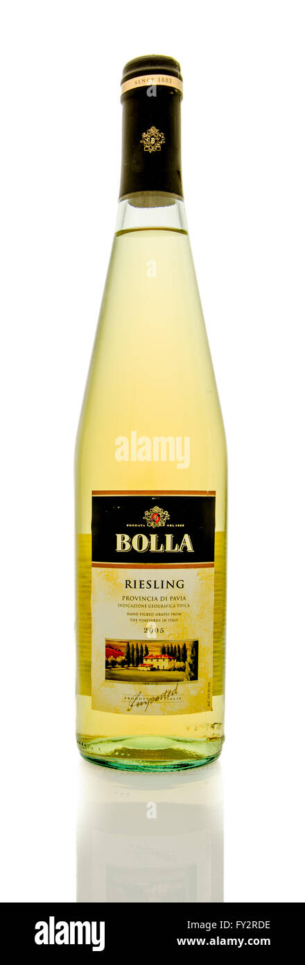 Winneconne, WI - 16 March 2016: A bottle of Bolla wine in Riesling ...