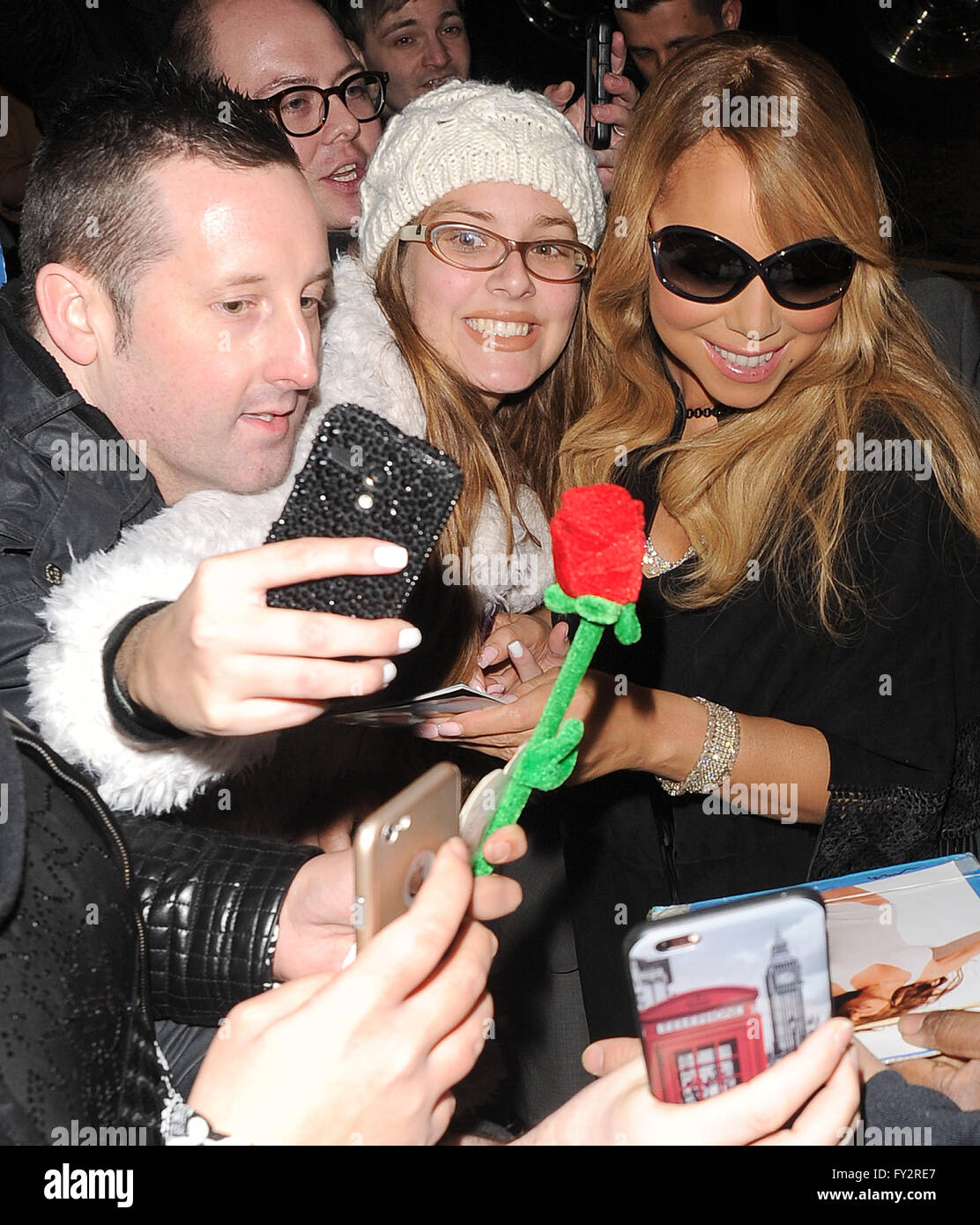 Mariah Carey arrives back at her hotel on a tour bus, having performed ...