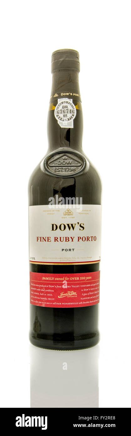 Winneconne, WI - 16 March 2016: A bottle of Dow's wine in fine ruby ...