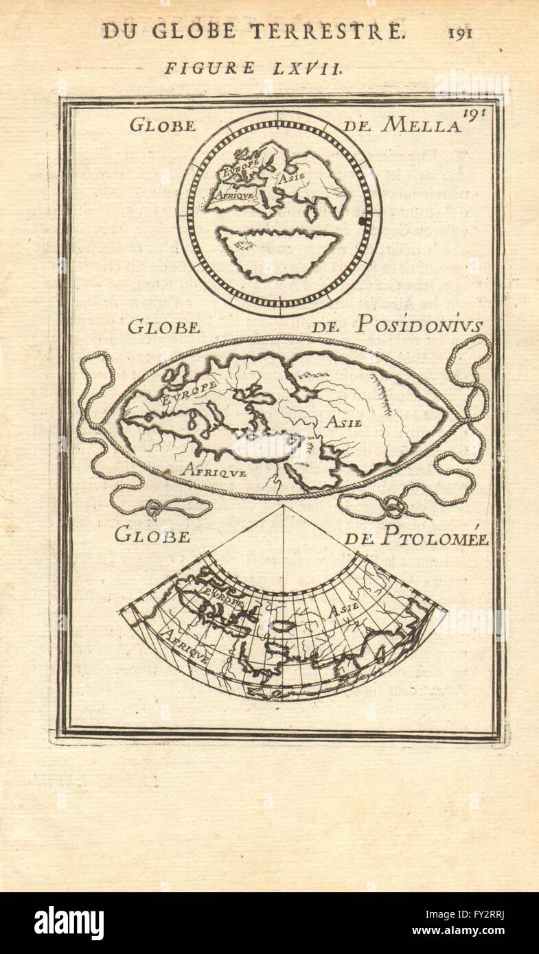 ANCIENT WORLD: Maps by Mela, Posidonius & Ptolemy. MALLET, 1683 Stock ...