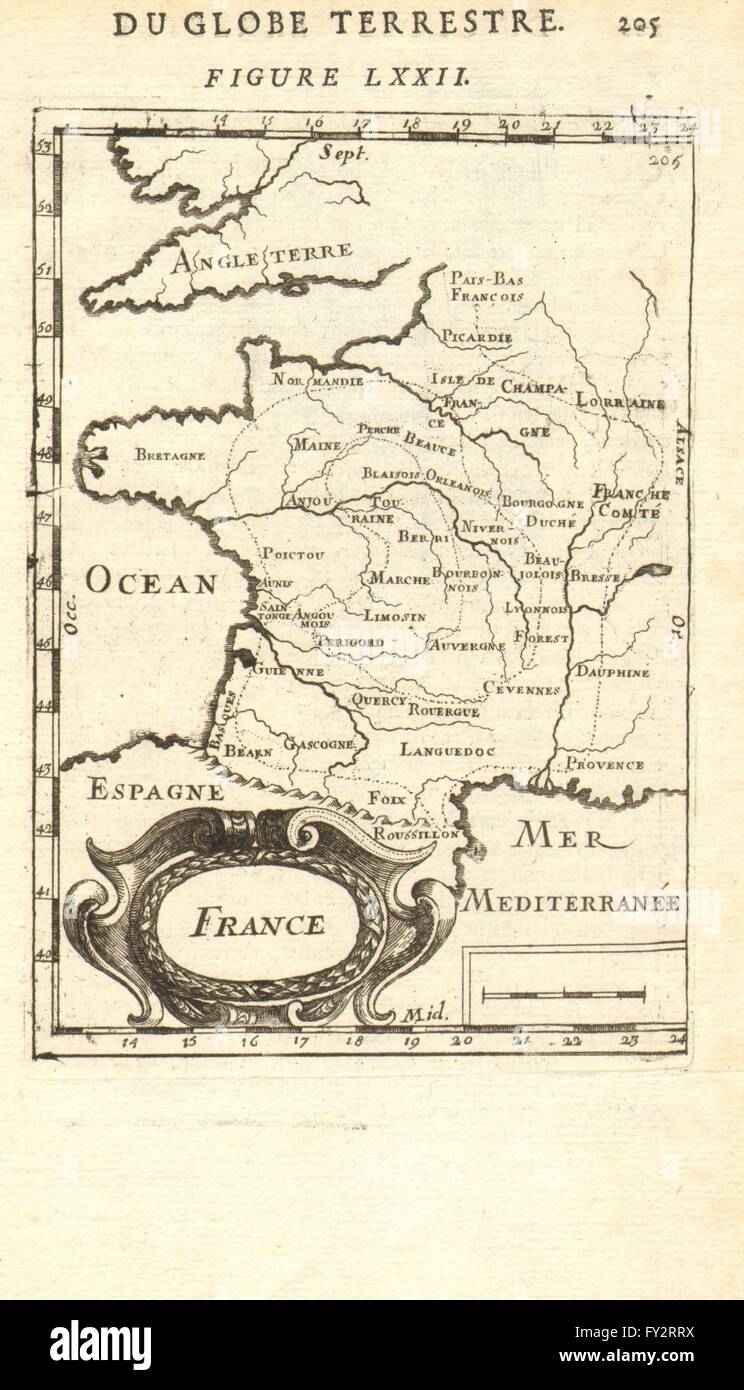 MAP OF FRANCE: in regions. MALLET, 1683 Stock Photo - Alamy