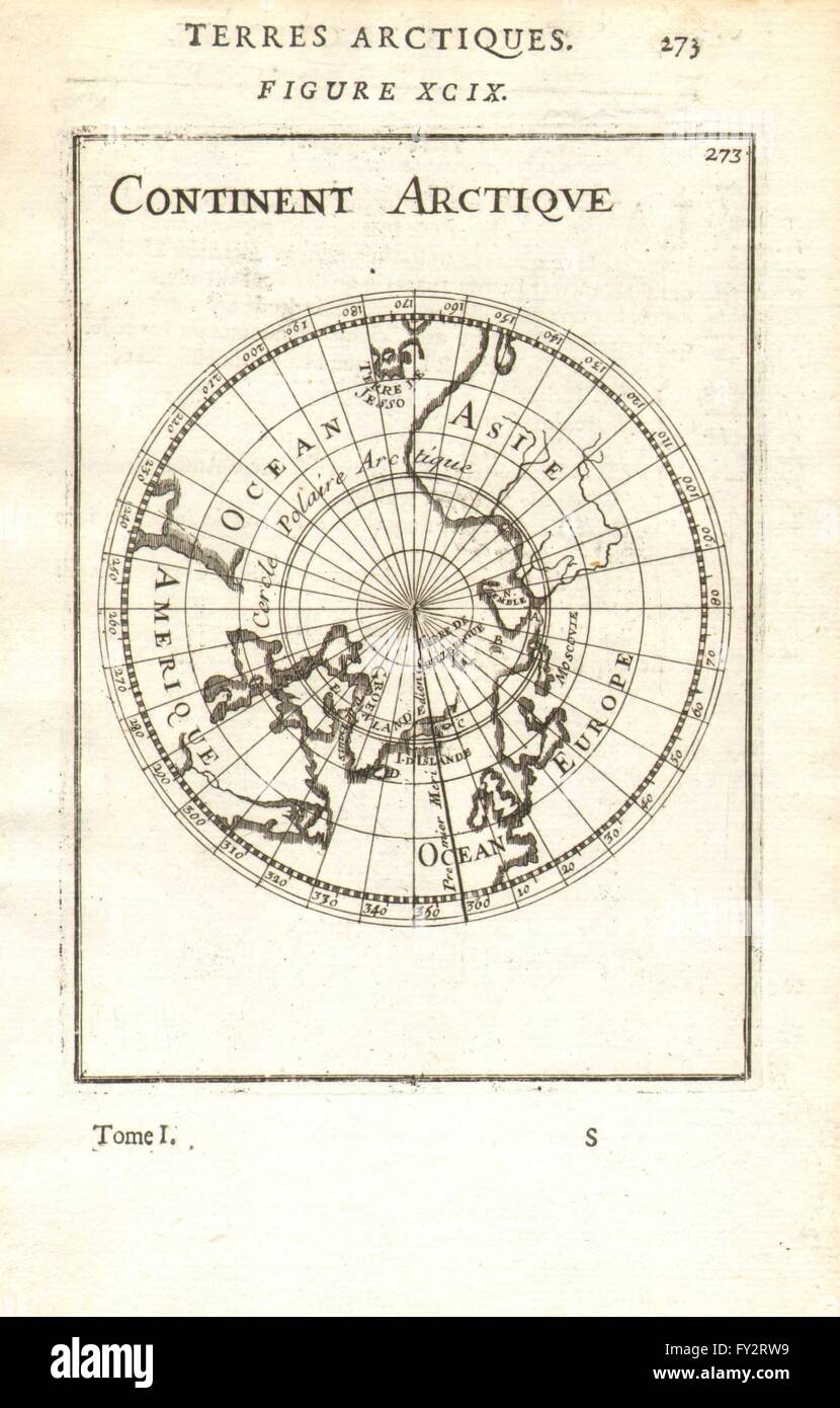 ARCTIC: Terres Arctiques: Continent Arctique. North Pole. MALLET, 1683 ...