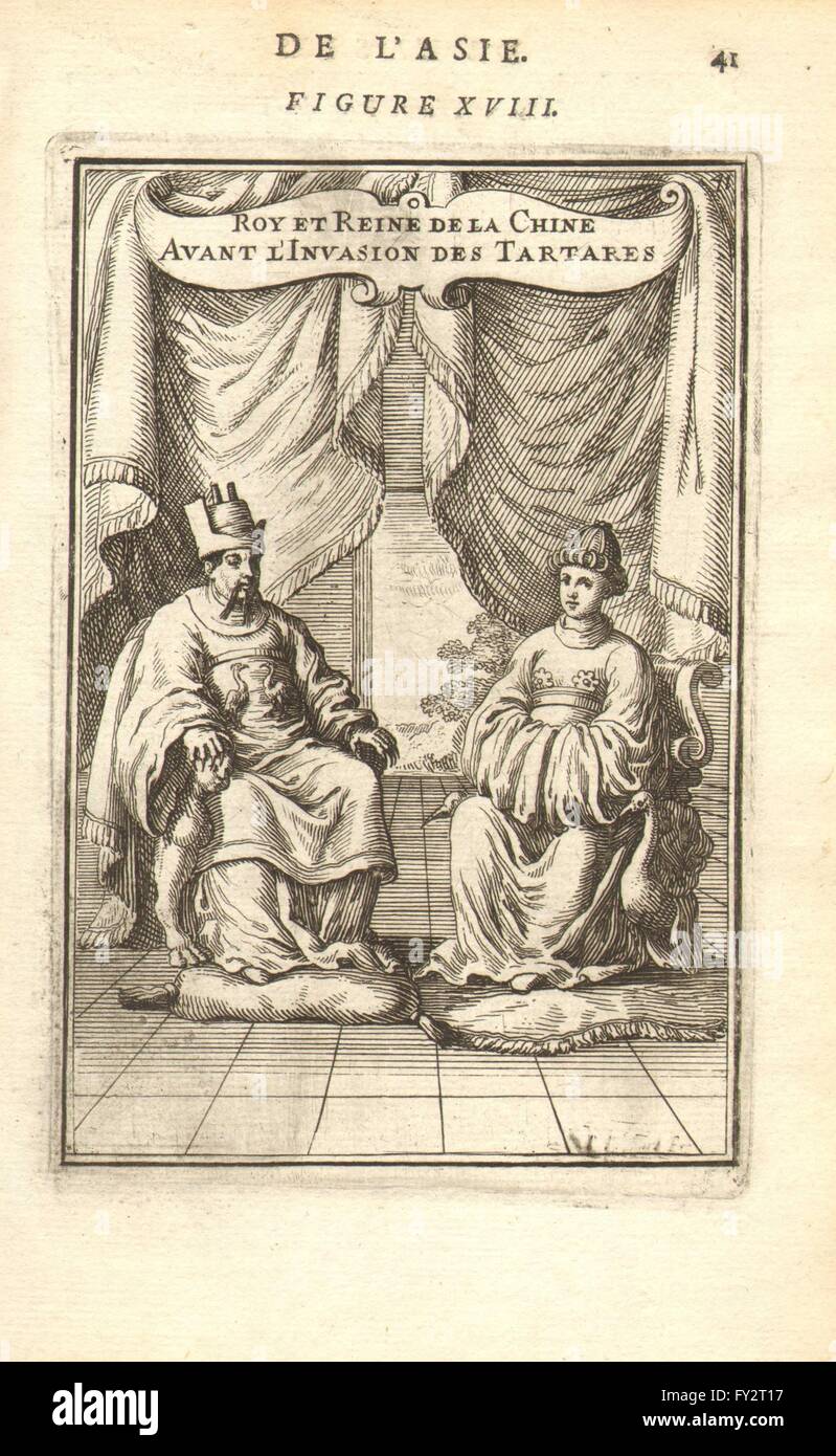 CHINA: The last Ming Emperor Chongzhen & his Consort. MALLET, old print ...