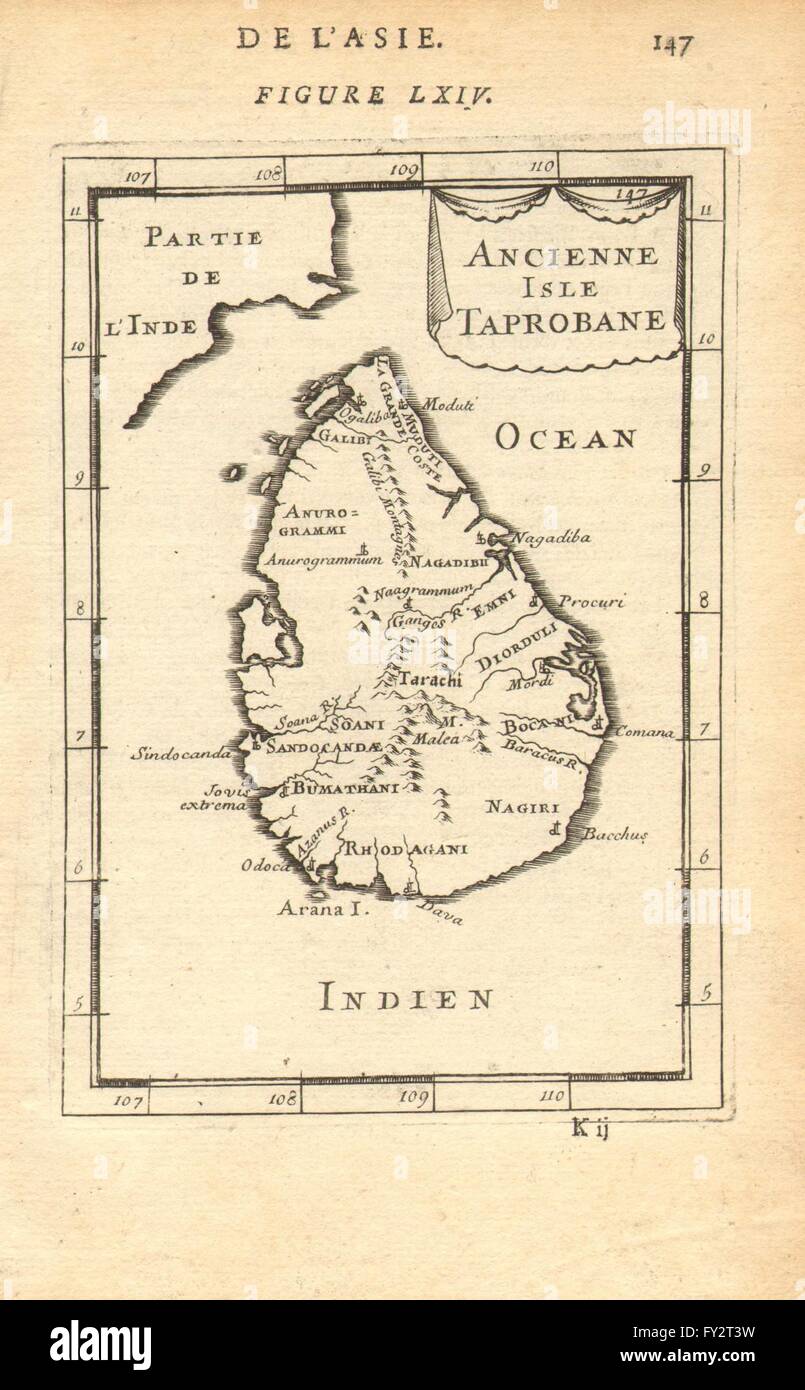 ANCIENT CEYLON(SRI LANKA):'Ancienne Isle Taprobane'.Traprobana.MALLET ...