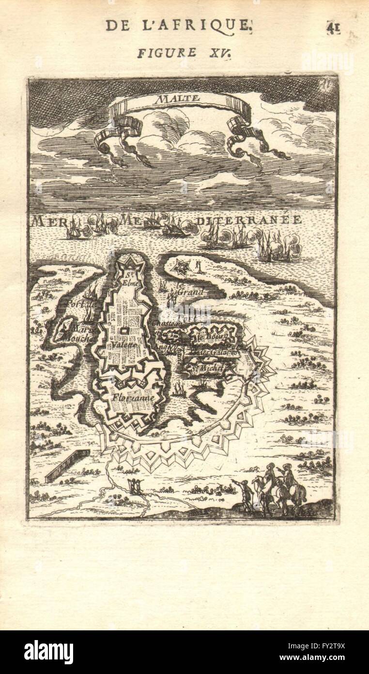 VALETTA: Plan of the port & fortifications. 'Malte'. Malta. MALLET ...