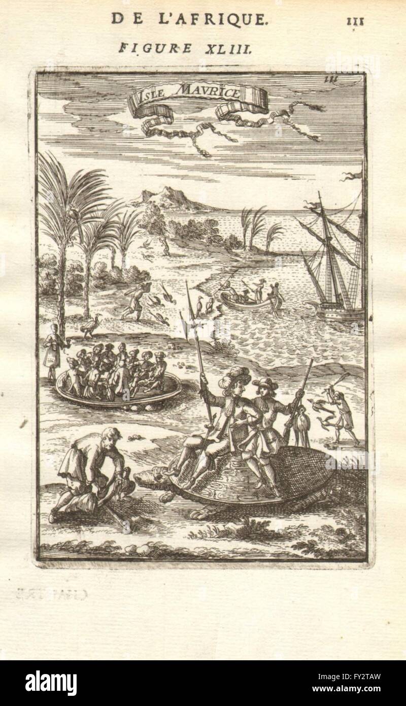MAURITIUS: Île Maurice. Hunting birds. Riding on giant tortoise. MALLET ...
