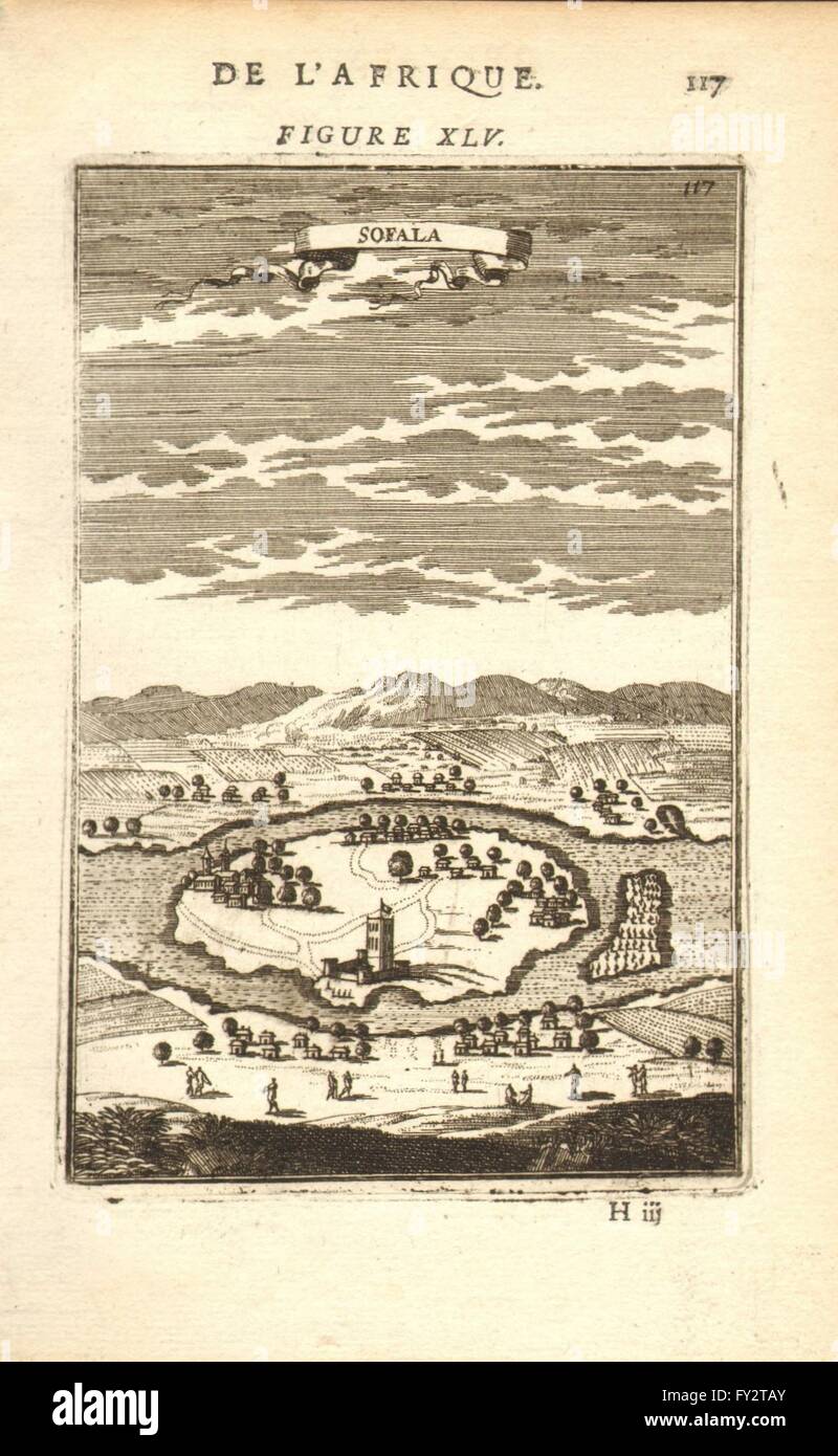 MOZAMBIQUE: Decorative Plan/view of the seaport of Sofala. MALLET ...