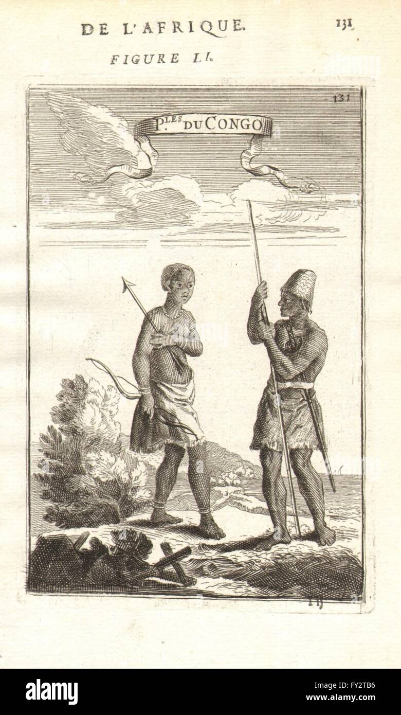 CONGO COSTUME: Man & woman of Kongo. 'Peuples du Congo'. MALLET, print ...