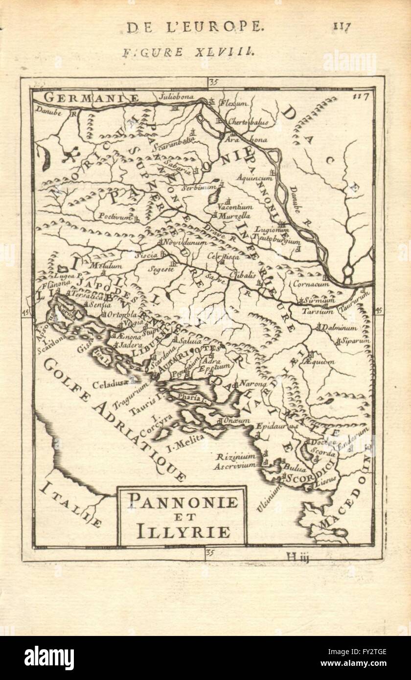 BALKANS: Pannonie/Pannonia Illyria.Croatia Bosnia Serbia. MALLET, 1683 ...