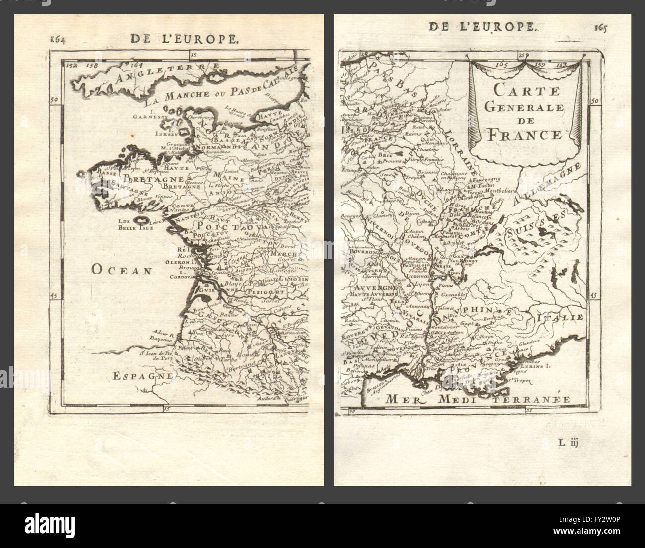 FRANCE: 'Carte Generale'. Towns rivers provinces on 2 sheets. MALLET ...