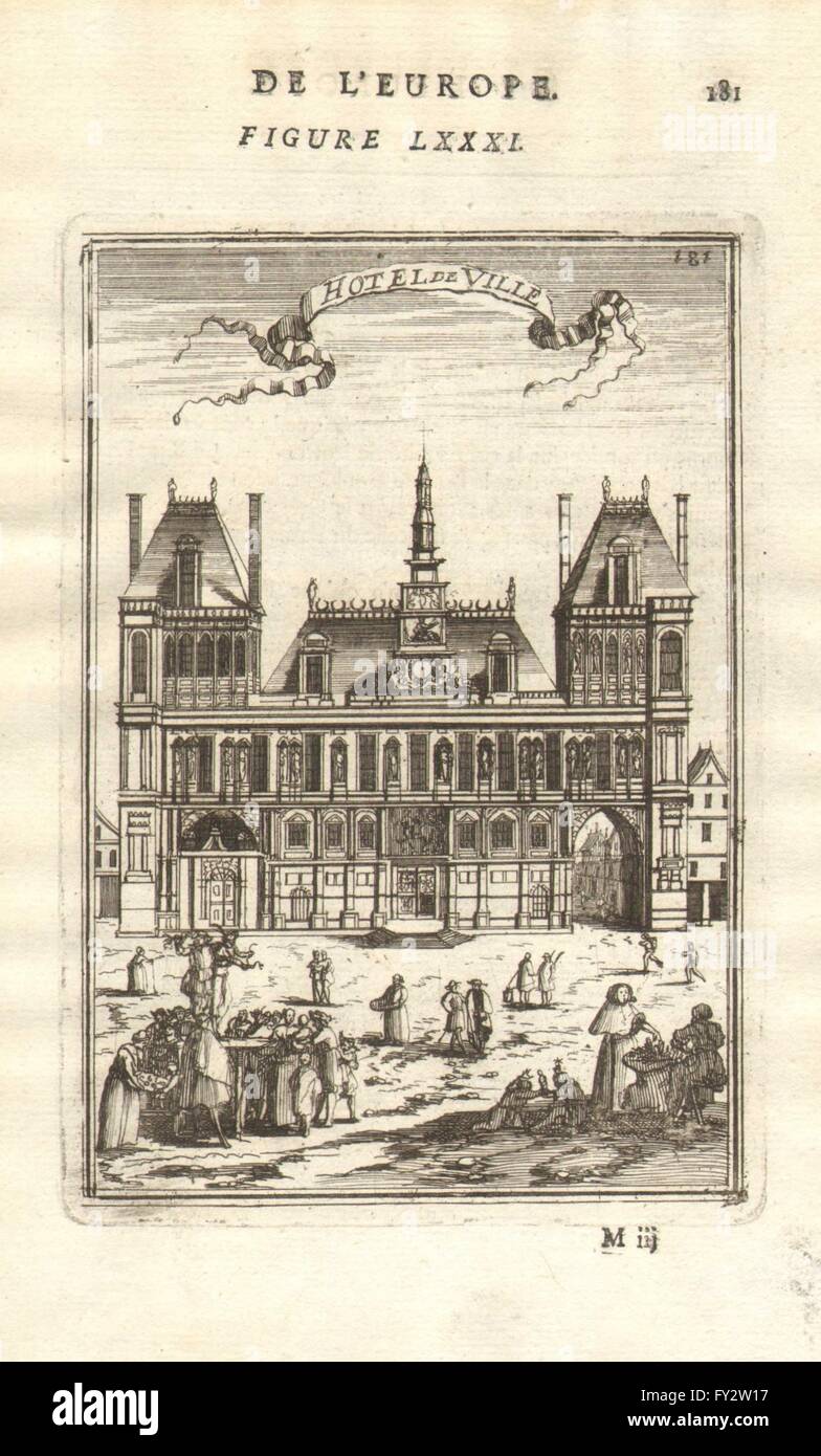 PARIS: Hotel de Ville. 'Hôtel de Ville'. Decorative. Market. MALLET ...