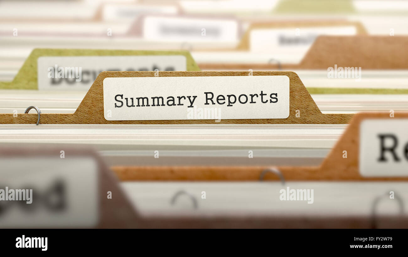 File Folder Labeled as Summary Reports Stock Photo - Alamy