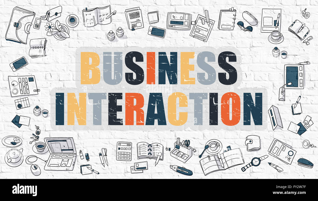 Multicolor Business Interaction on White Brickwall Stock Photo - Alamy