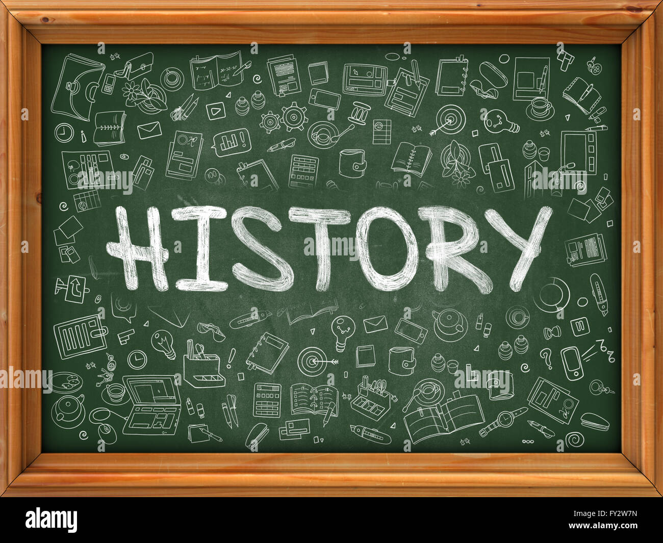 Green Chalkboard with Hand Drawn History Stock Photo - Alamy