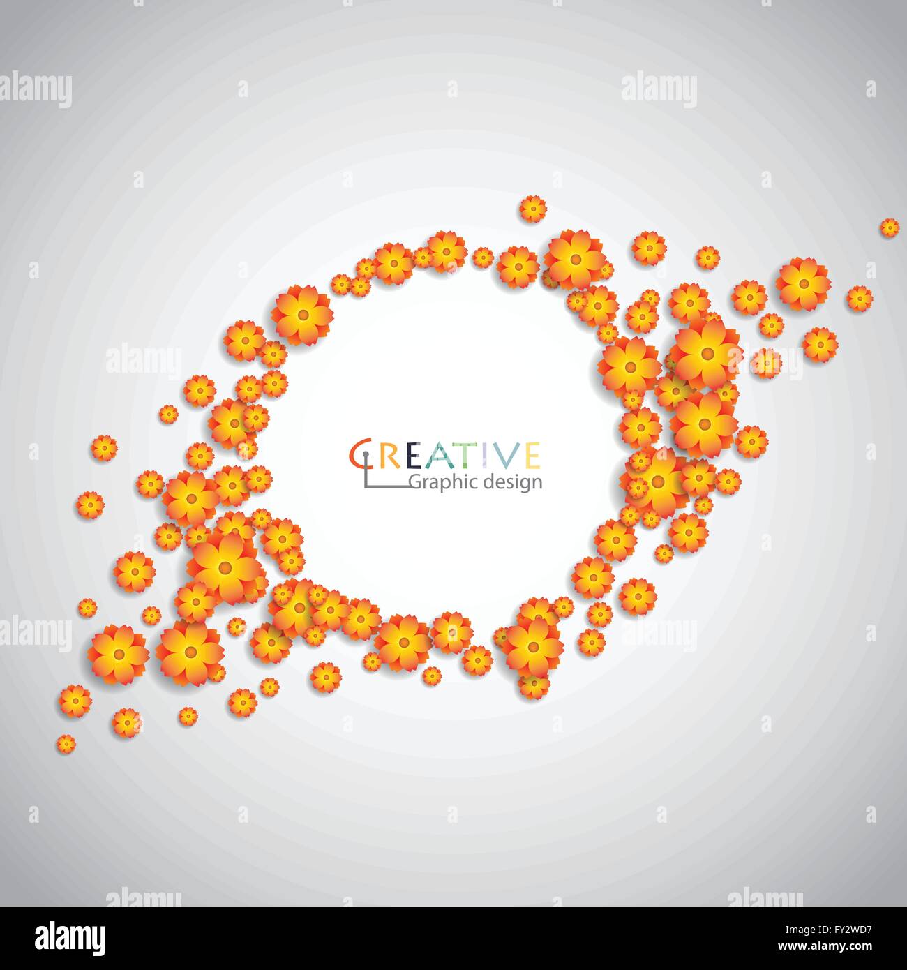 Yellow flowers made a circle. Concept for graphic design Stock Vector ...