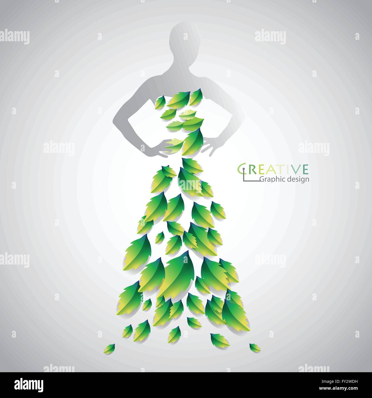 Skirt made by green leaves. Concept for graphic design Stock Vector ...