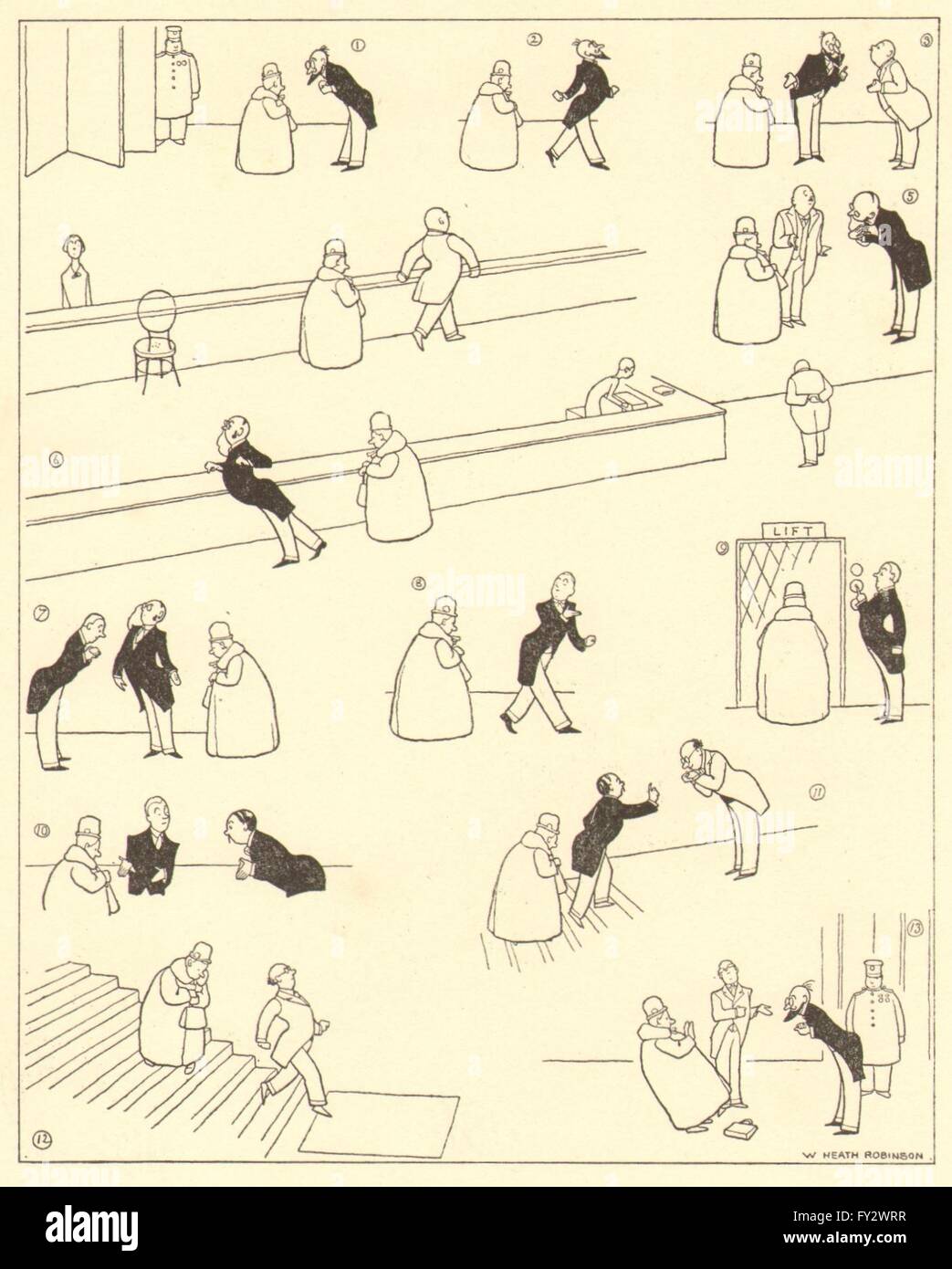 HEATH ROBINSON: Step this way, vintage print 1935 Stock Photo - Alamy