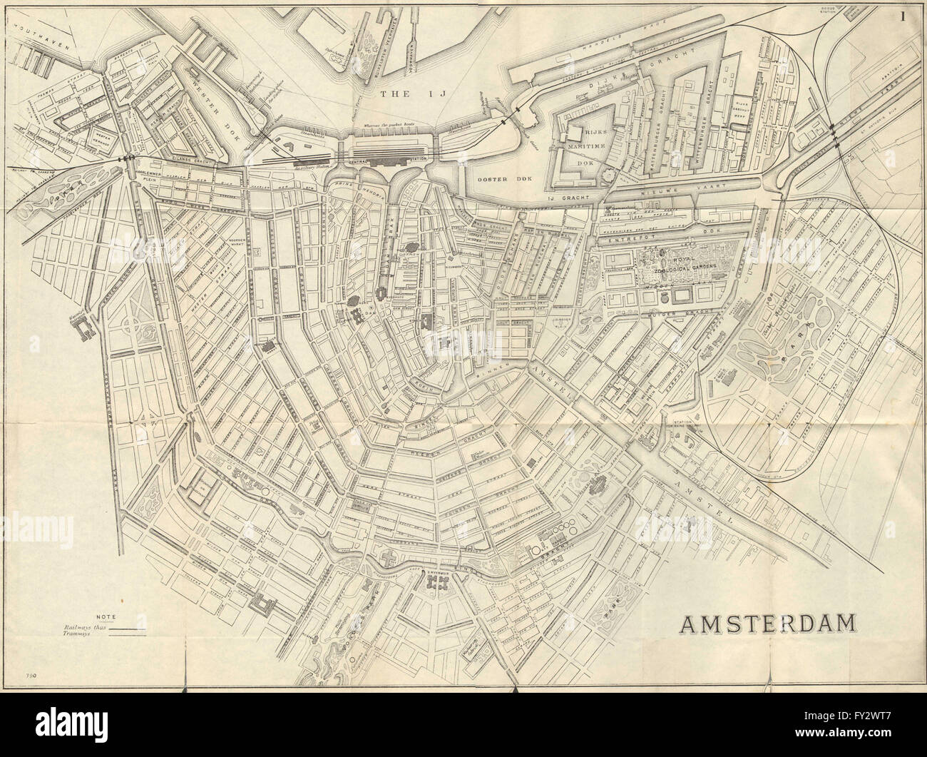 AMSTERDAM: Antique town plan. City map. Netherlands. BRADSHAW, 1890 ...