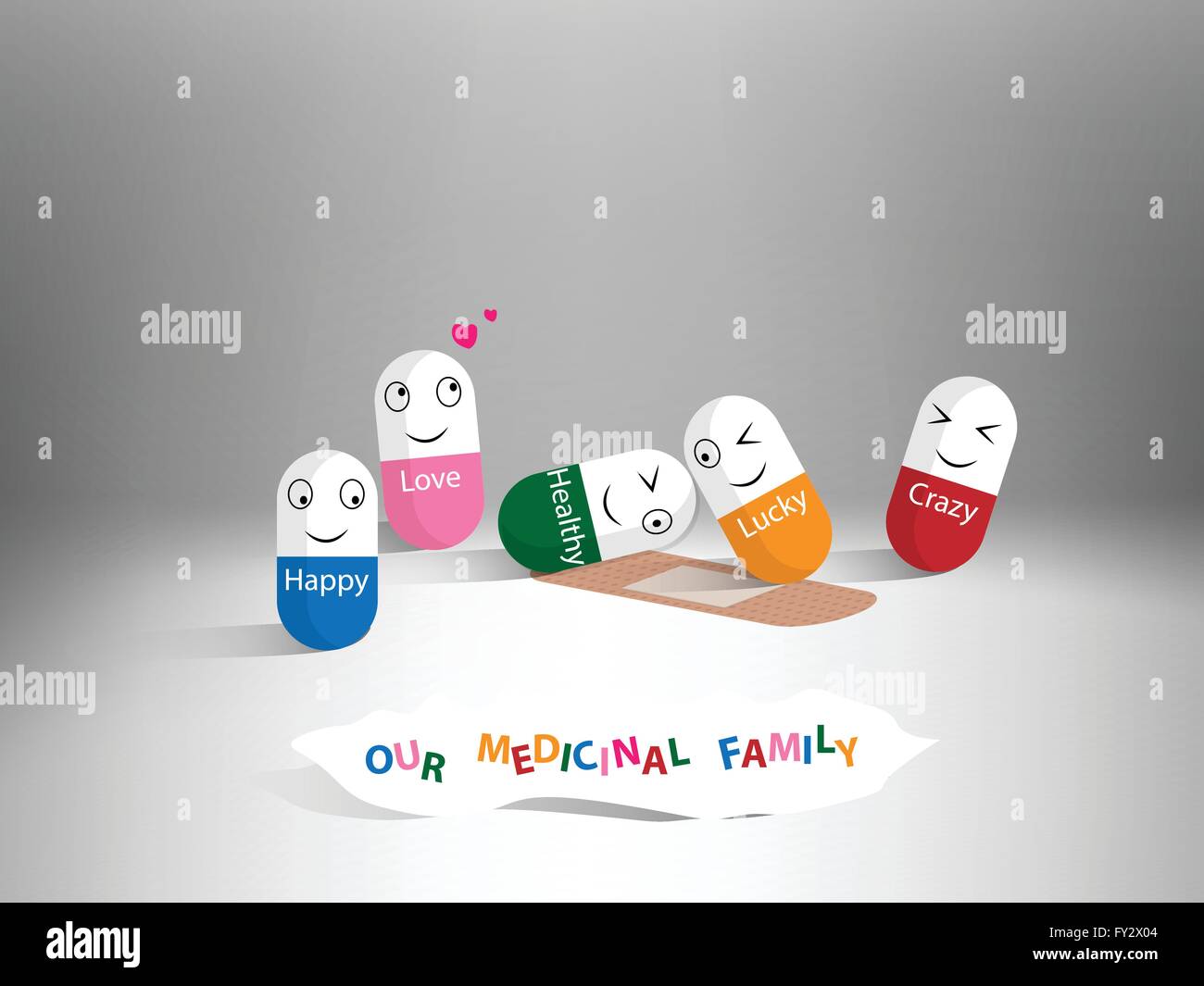 Five pills for happy life Stock Vector Image & Art - Alamy