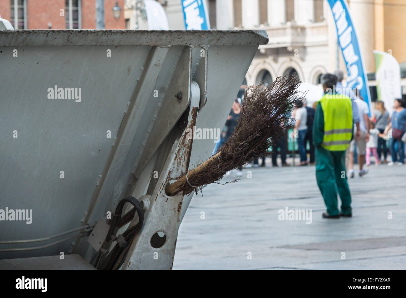 Municipal Dustman Worker with Cleaning Tools in Public Streets Stock ...