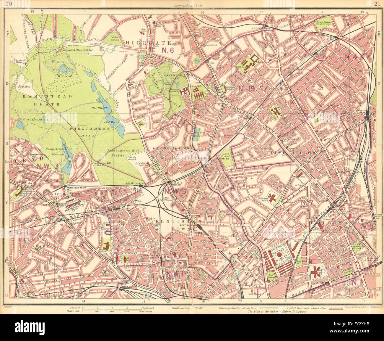 LONDON N:Hampstead Holloway Highgate Kentish Town Belsize Park Camden ...
