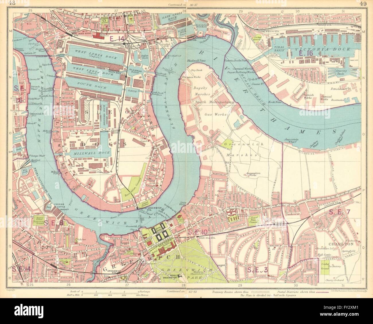 LONDON E:Isle of Dogs Blackwall Greenwich Poplar Surrey Docks, 1930 old ...