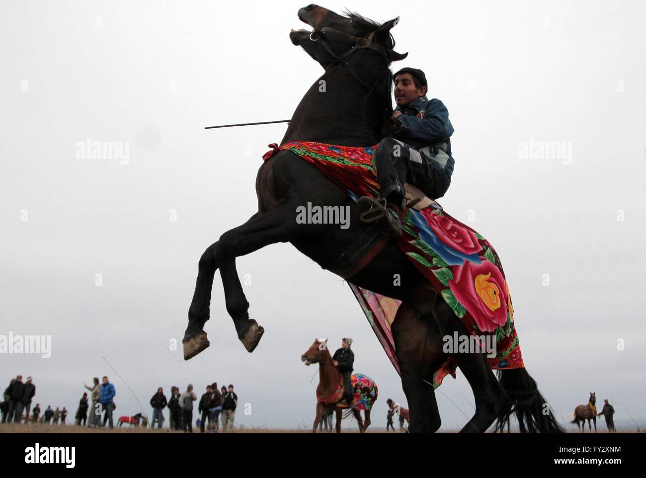 Bulgarians ride their horses during a race as celebration of Todorov ...