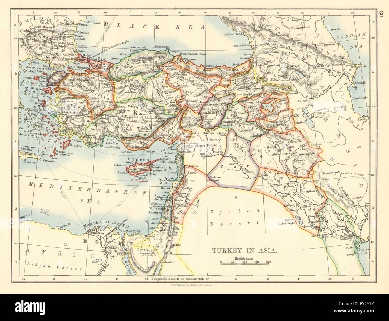 OTTOMAN TURKEY IN ASIA. Cyprus Levant Mesopotamia Palestine. JOHNSTON ...