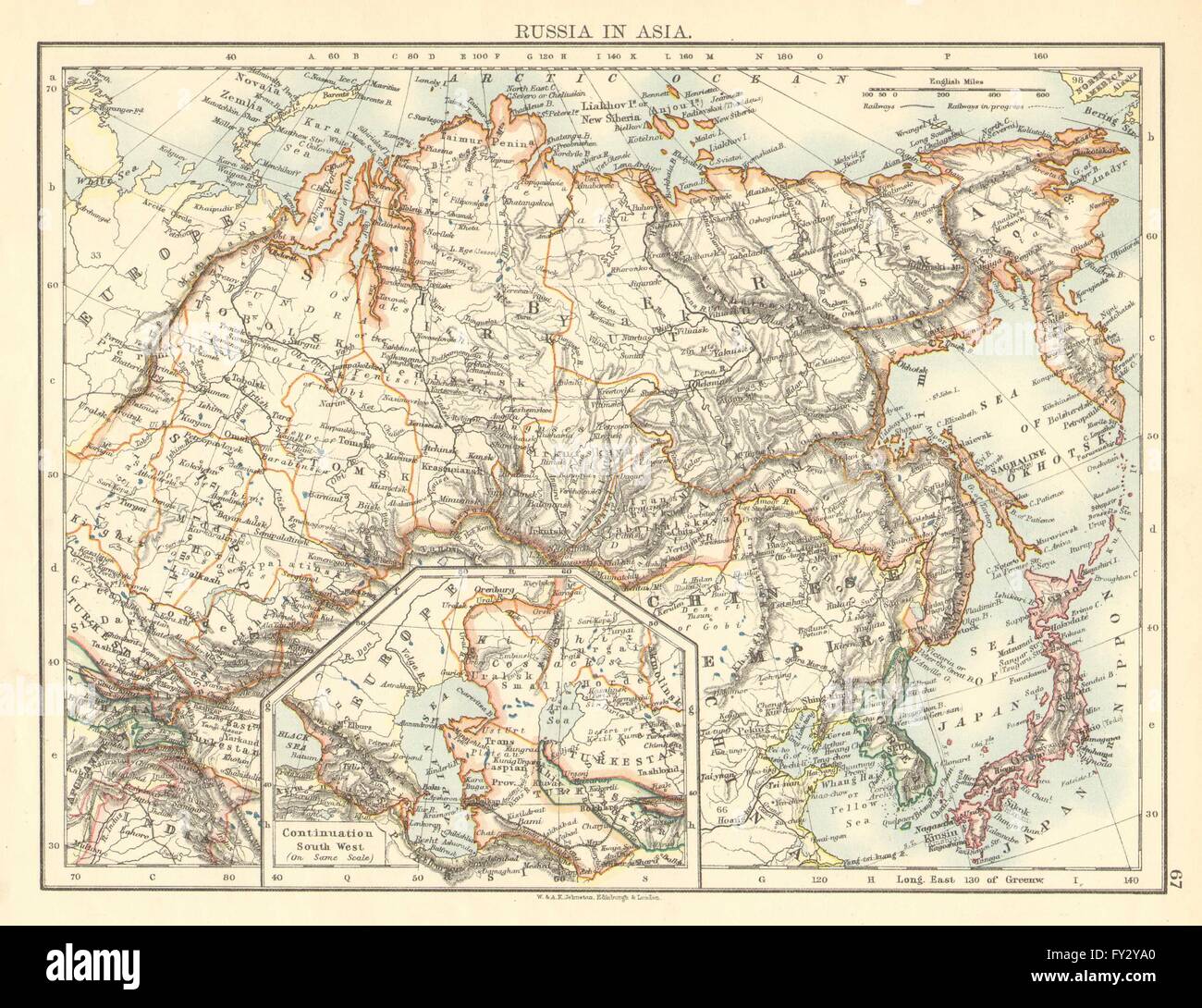 RUSSIA IN ASIA. Shows Trans-Siberian railway under construction , 1899 ...
