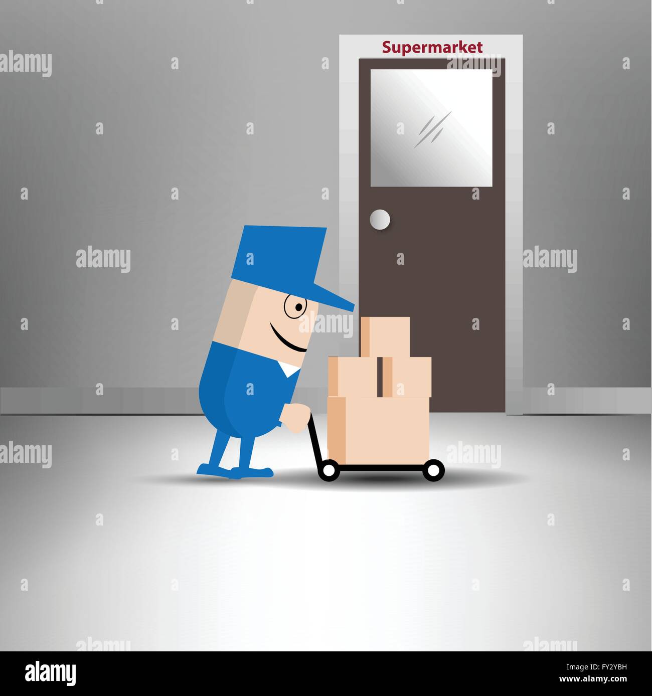 Employee transporting cargo at the supermarket Stock Vector Image & Art ...