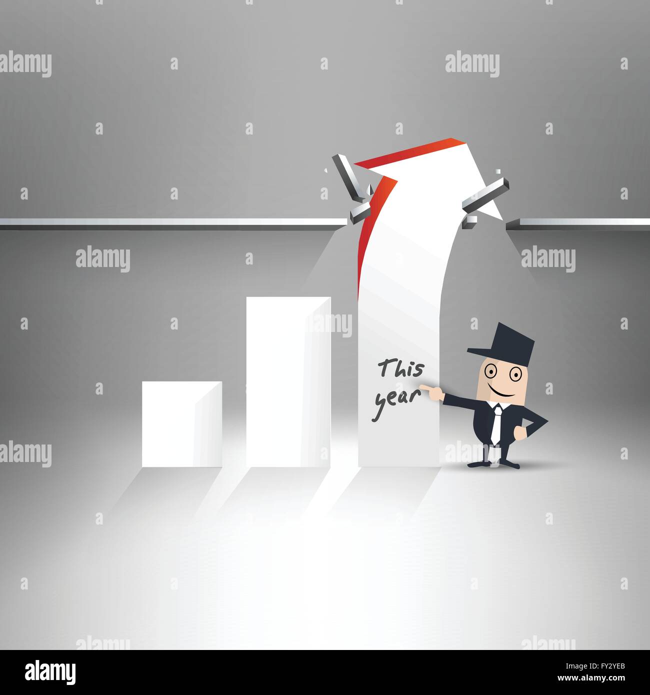 Break Through - Illustration of growth with chart Stock Vector Image ...