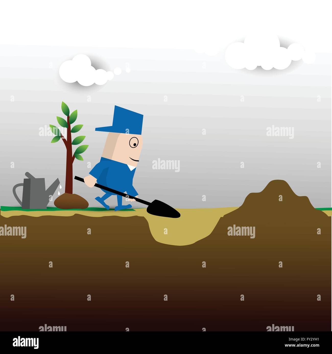 Digging Man Cartoon Illustration Stock Photos & Digging Man Cartoon ...
