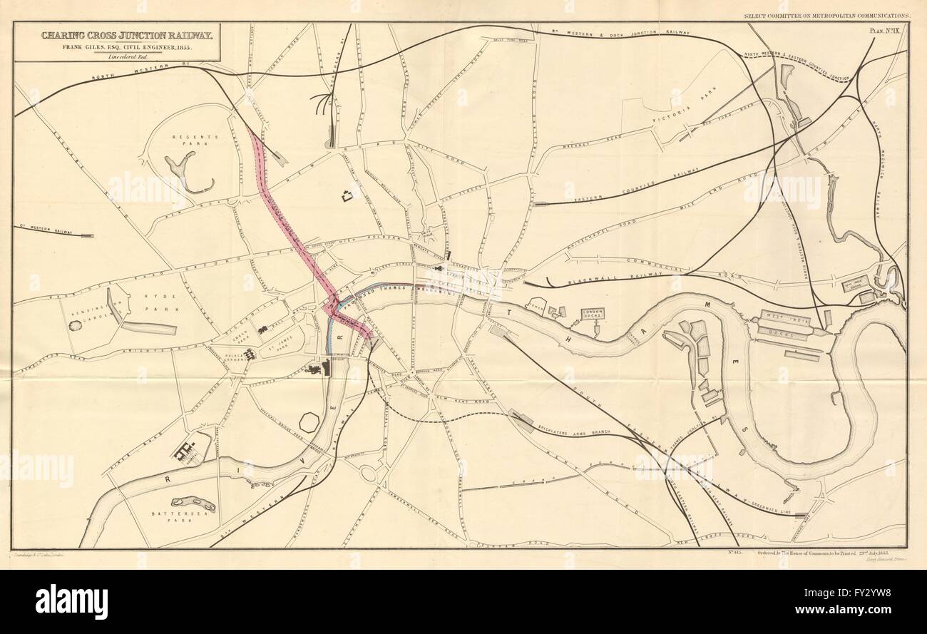 Proposed CHARING CROSS JUNCTION RAILWAY.Northern Line precursor.GILES ...