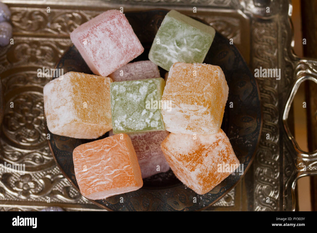 Lumps of Lokum or Turkish Delight Stock Photo - Alamy