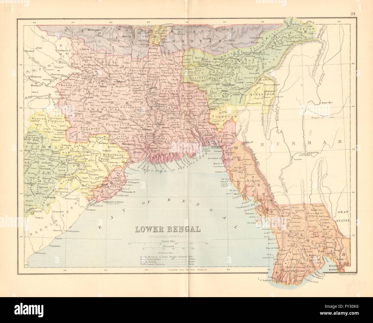 BRITISH INDIA. 'Lower Bengal'. Burmah Tipperah. Bangladesh.BARTHOLOMEW ...