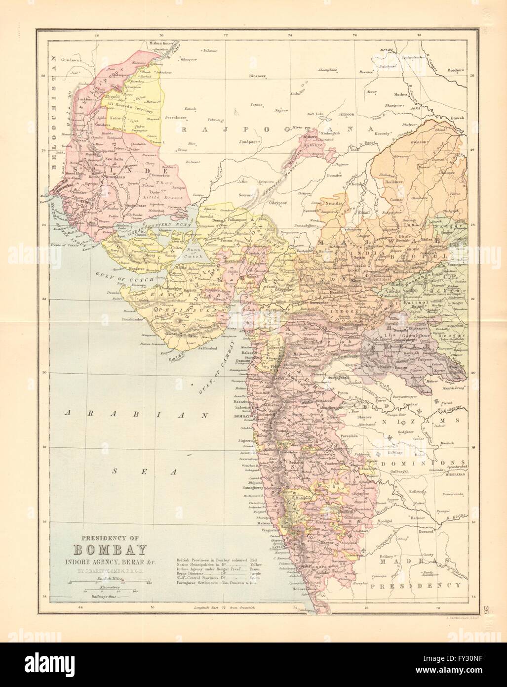 BRITISH INDIA. 'Bombay Presidency'. Scinde Gujerat Railways, 1876 ...