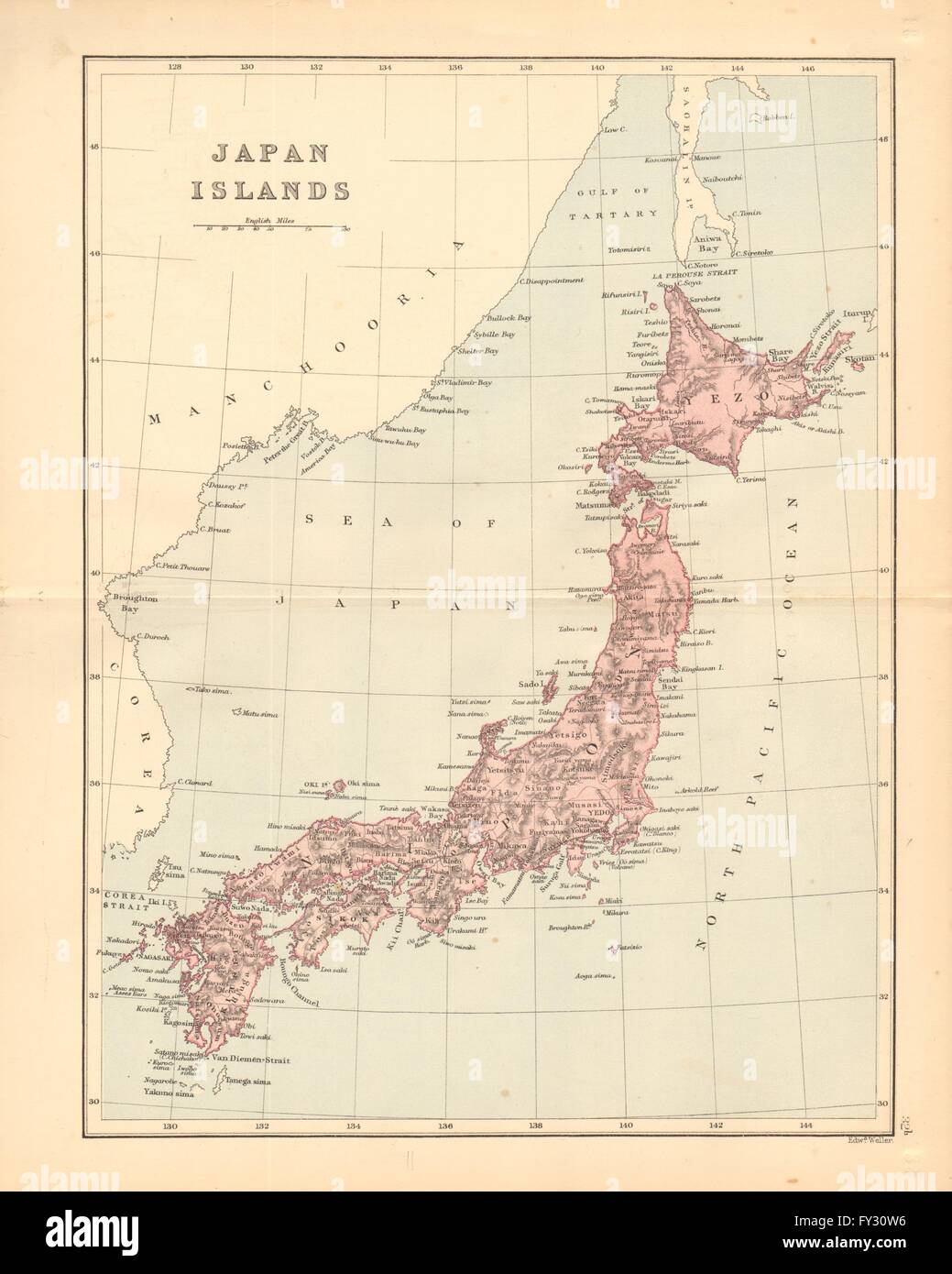 'Japan Islands'. Yedo (Tokyo) Nippon Yezo. BARTHOLOMEW, 1876 antique ...