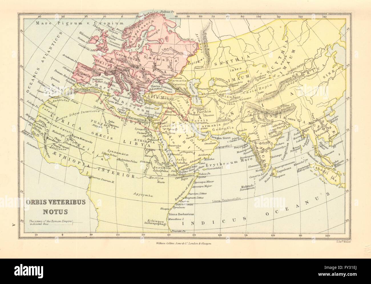 ANCIENT WORLD. 'Orbis Veteribus Notus'. BARTHOLOMEW, 1876 antique map ...