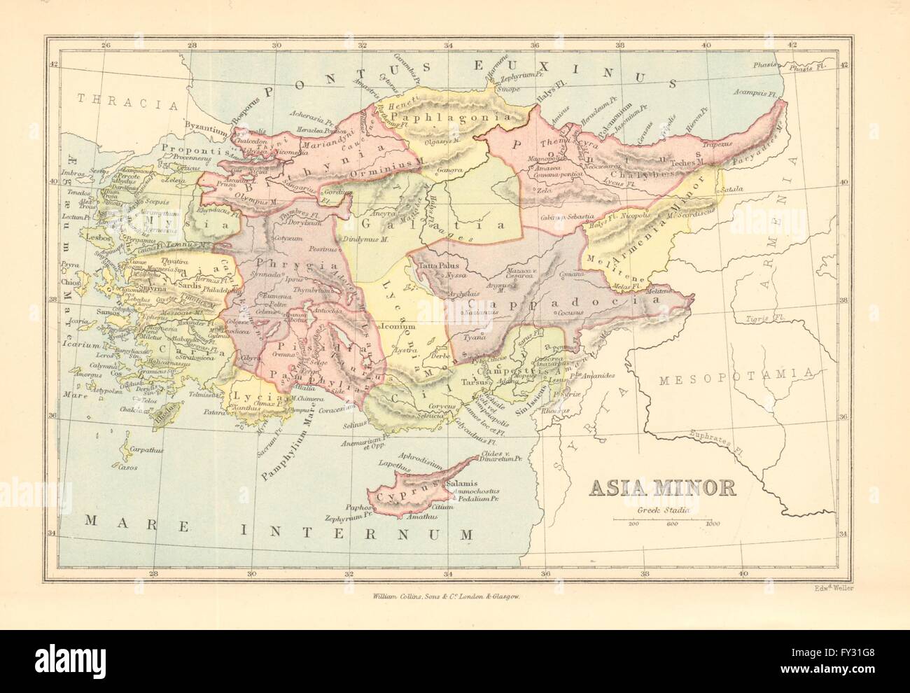 ANCIENT TURKEY. 'Asia Minor'. Provinces. BARTHOLOMEW, 1876 antique map ...