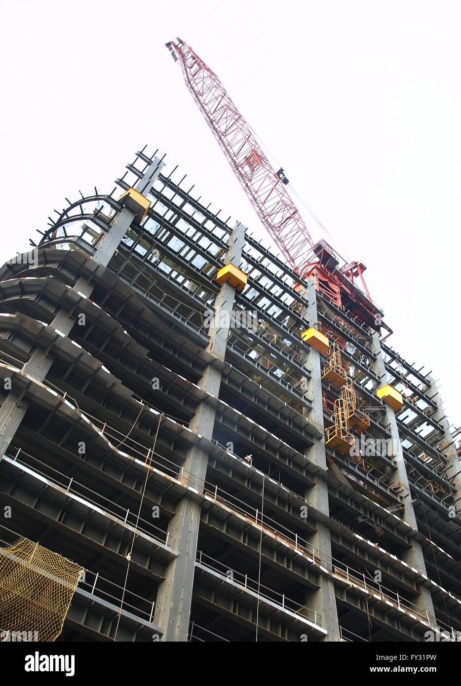 The massive steel frame of a modern building construction site Stock ...