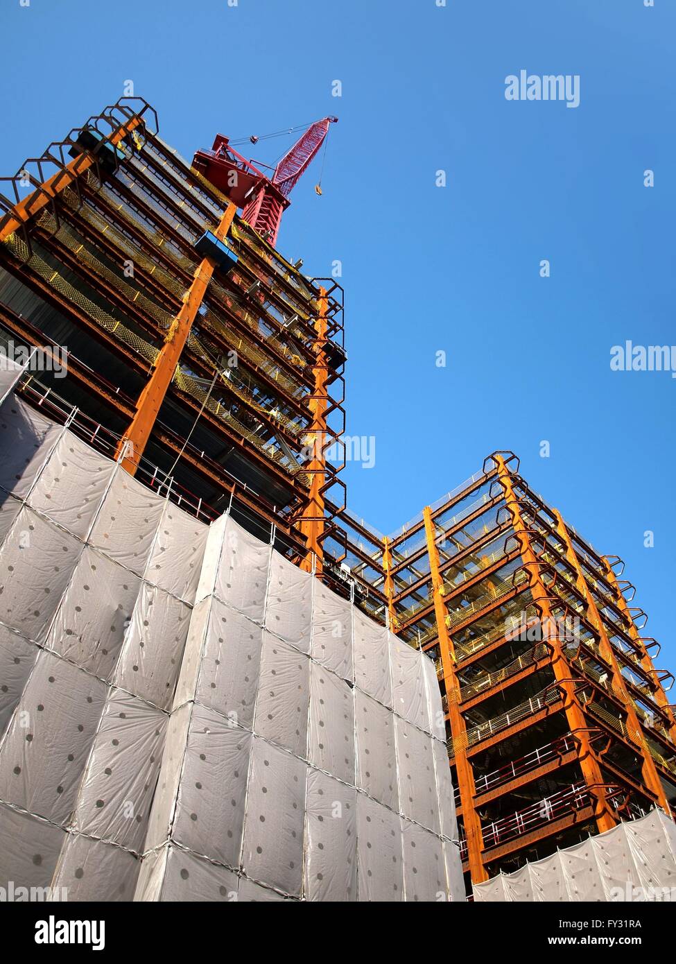 The massive steel frame of a modern building construction site Stock ...