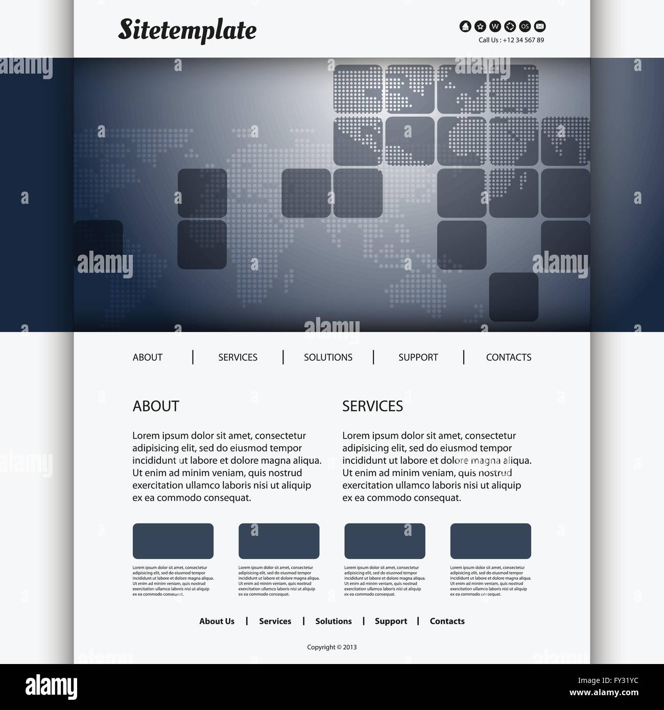 Website Design with Squares and Mosaic World Map Stock Vector Image ...