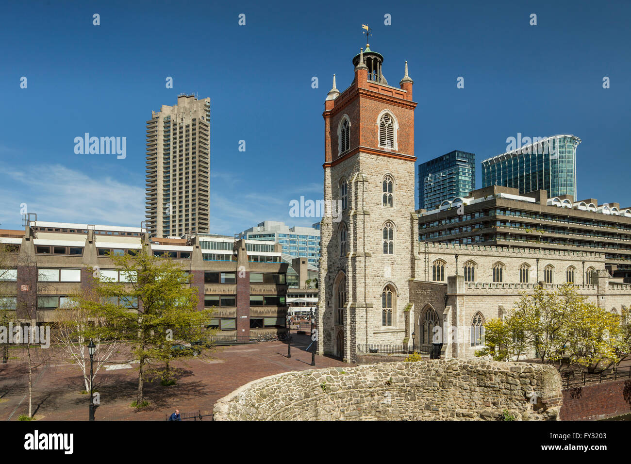 St Giles Cripplegate in Barbican, City of London, England Stock Photo ...