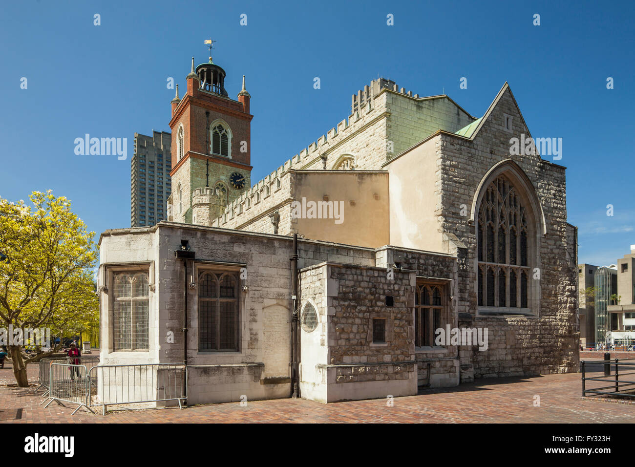 St Giles Cripplegate in Barbican, City of London, England Stock Photo ...