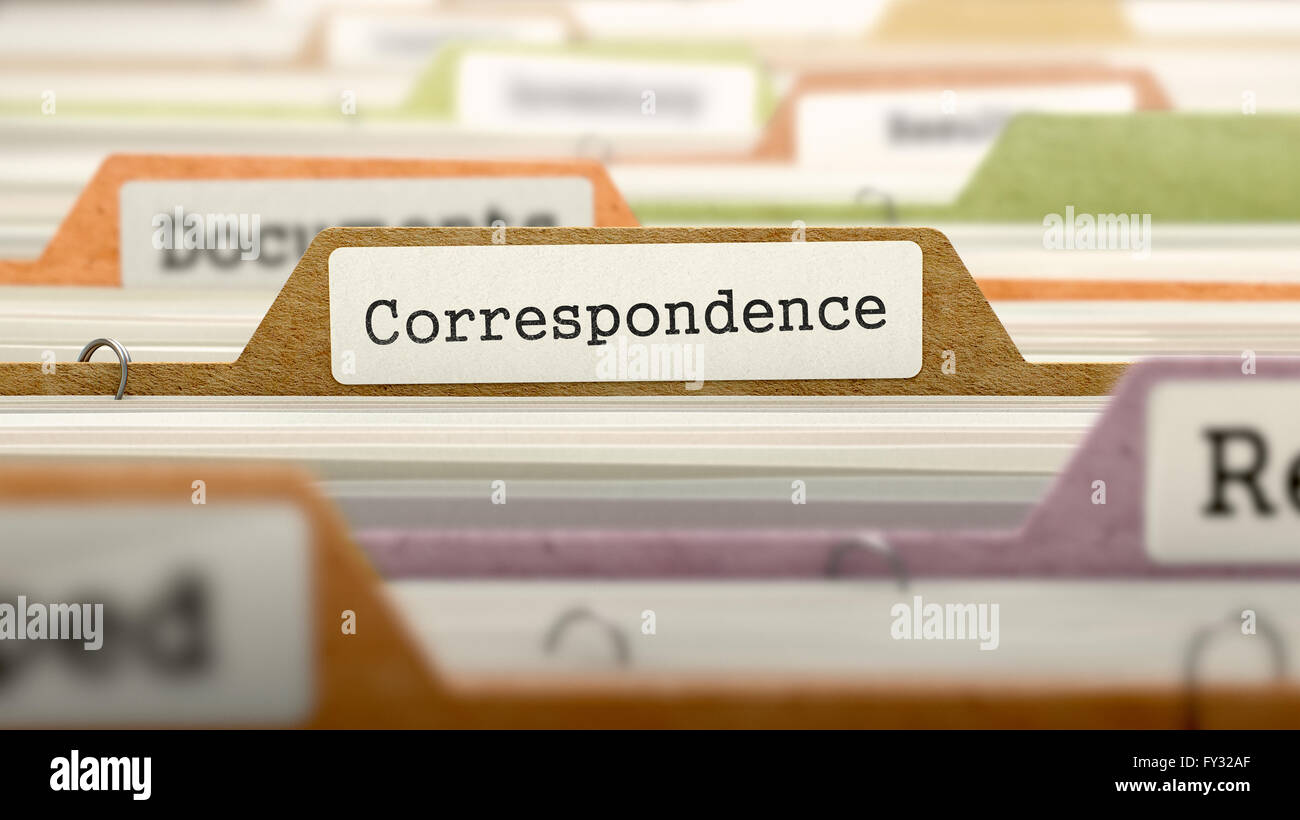Correspondence Concept on Folder Register Stock Photo - Alamy