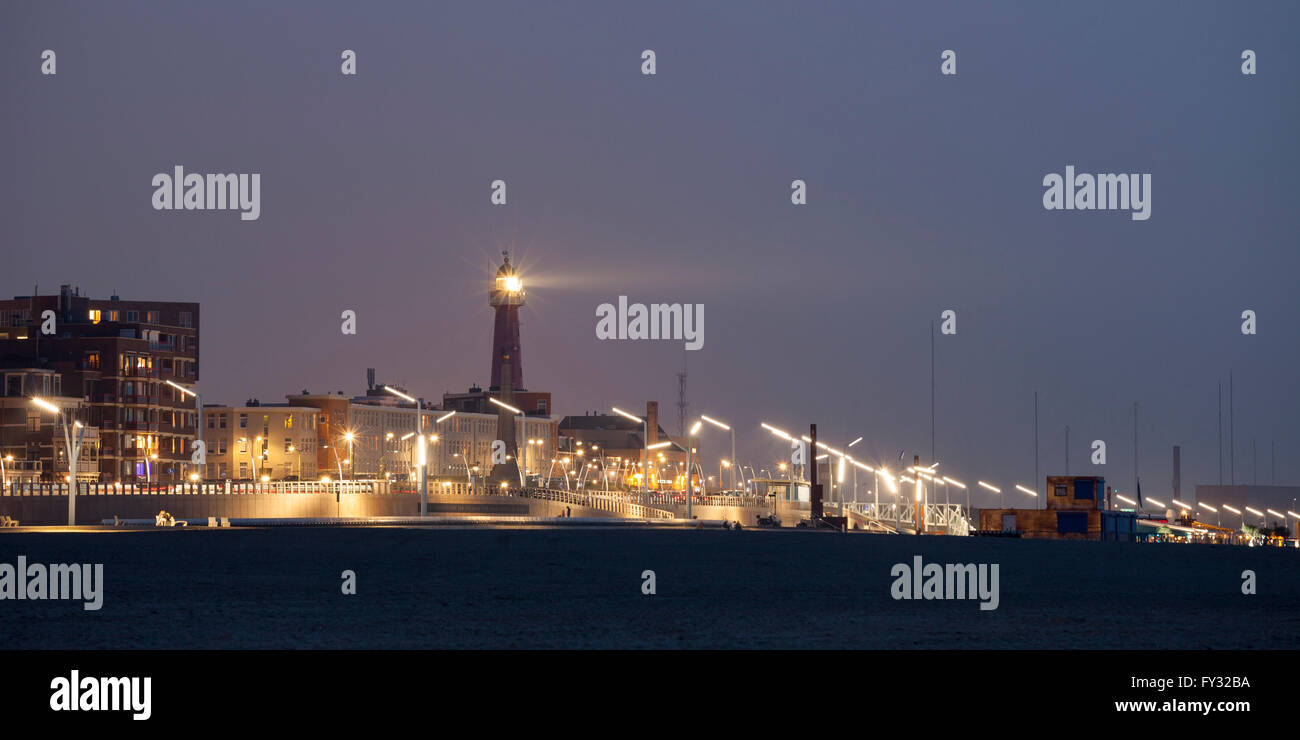 Beach promenade with lighthouse, Scheveningen, The Hague, Holland, The ...