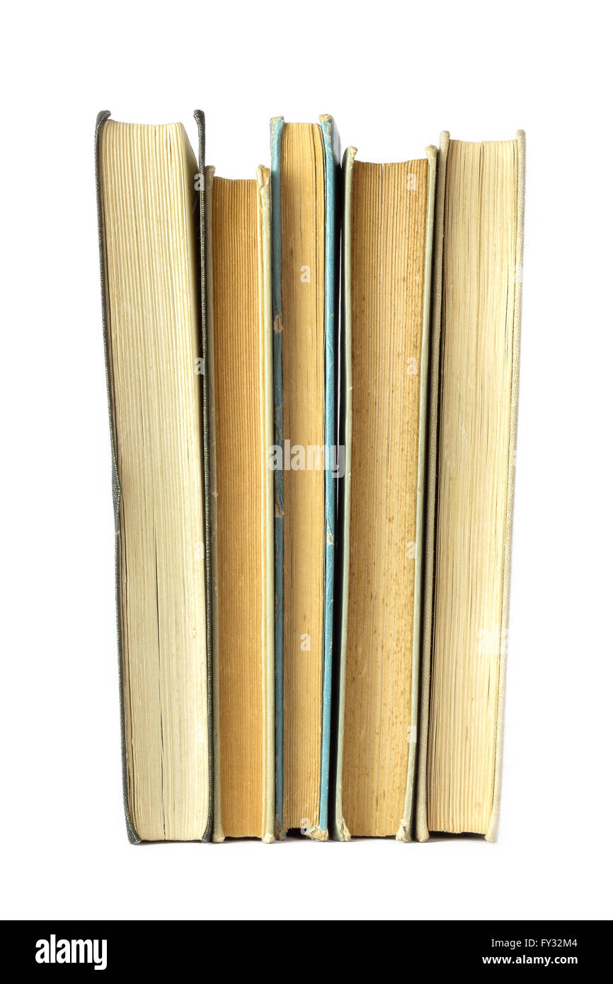 Stack of old books isolated on white background Stock Photo - Alamy