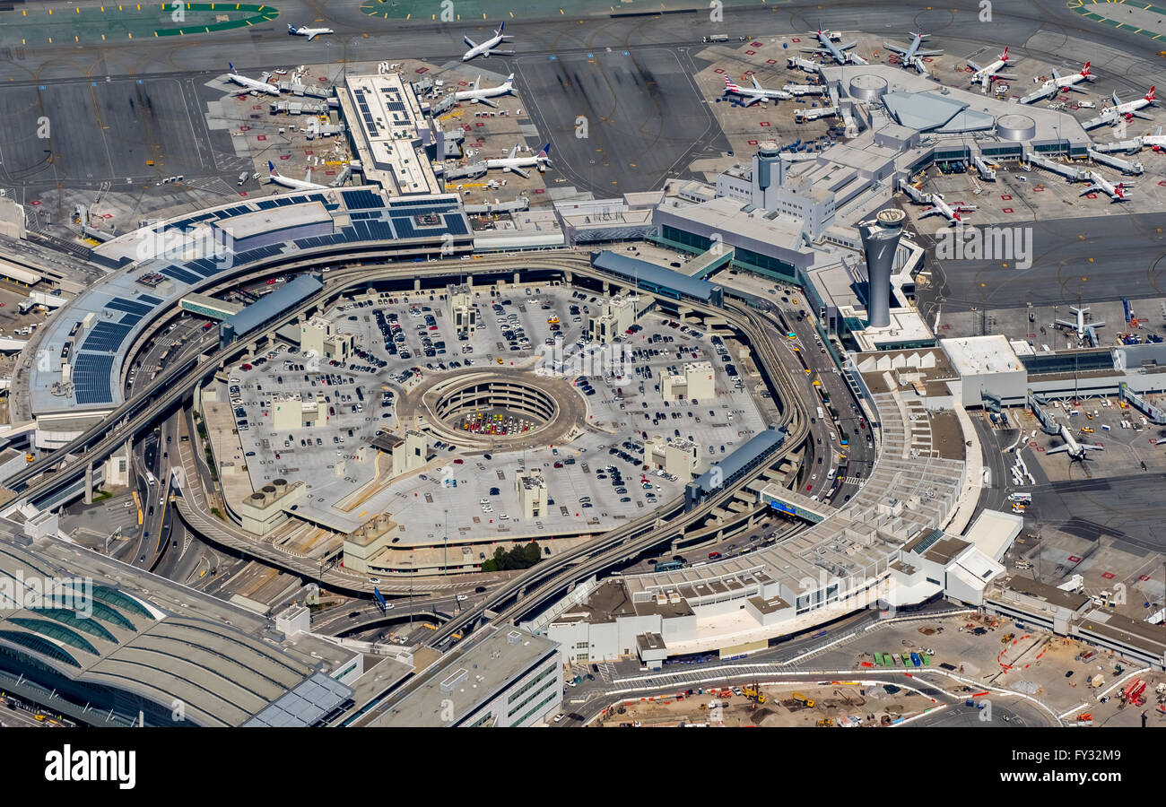 Aerial view, San Francisco International Airport, Bay Area, San ...